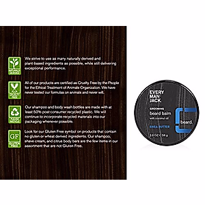 Every Man Jack Beard Balm - Subtle Coconut Fragrance - Moisturizes, Protects, and Strengthens Your Beard - Naturally Derived with Shea Butter, Coconut Oil, and Beeswax - 2.0-ounce