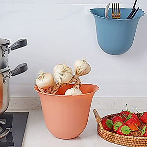 beyondy Hanging Trash Can, Hanging Kitchen Waste Bin, Hanging Small Trash Can (Blue+Green+Pink+White)