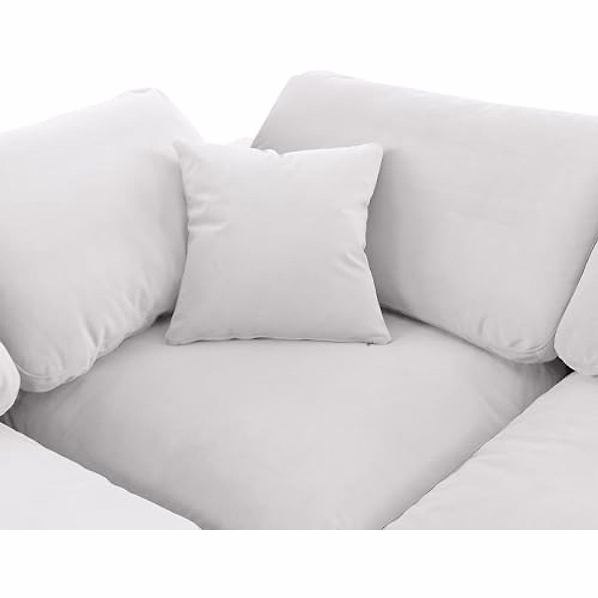 Meridian Furniture 189Cream-Sec6B Comfy Collection Modern | Contemporary Upholstered Modular Sectional, Soft Cream Velvet, Down Feather Cushions, 158" W x 79" D x 34.5" H, Cream