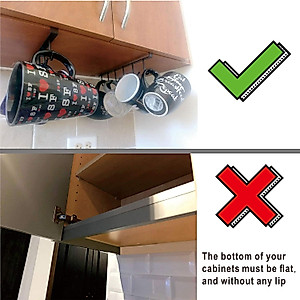 TENDEGIRL 4 PCS Adhesive Cup Holder Under Cabinet - 6 Hook Coffee Cup Mug Holder for Kitchen (White)