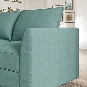 HONBAY Modular Sectional Couch with Storage Modern Modular Couch U Shaped Sectional Sofa for Living Room, Aqua Blue