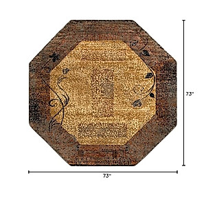 Unique Loom Barista Collection Area Rug - Excelsa (6' 1" Octagon, Beige/Brown)