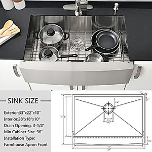 33 Inch Farmhouse Sink Stainless Steel - 33 inch Apron Front Farmhouse Sink Kitchen Sink Single Bowl 16 Gauge Stainless Steel Farm Sink