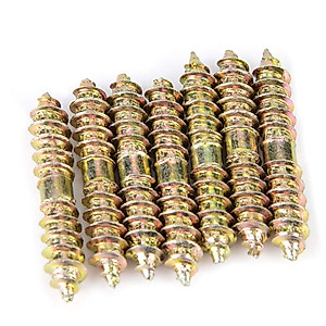 20pcs 5x30mm Double Ended Dowel Screw Self Tapping Threaded Bolts Woodworking Furniture Connector Rods Bars Studs for Furniture Assembly, Woodworking