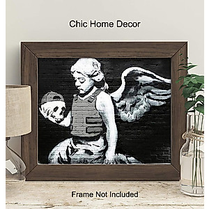 Banksy Fallen Angel with Skull Wall Art - Graffiti Wall Decor Street Art Poster Print - Urban Mural - 8x10 UNFRAMED