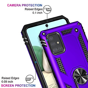 LUMARKE for Galaxy A51 Case with Screen Protector（2 Pack,Pass 16ft Drop Test Military Grade Heavy Duty Cover with Magnetic Kickstand,Protective Phone Case for Samsung Galaxy A51 Purple