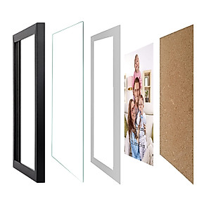 Giftgarden 4x6 Picture Frame Set of 4, 5x7 Frames Matted to 4 by 6 Pictures with Mat or 5 by 7 Photos without Mat, Wall Hanging or Tabletop Display, Black