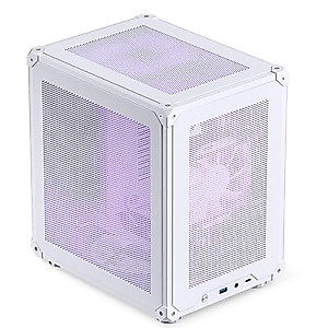 JONSBO C6 White Mini MATX Mesh Case,Simple Compact Desktop Micro ATX Chassis,Upper Cover/Side Panel Tool-Free Open pc case, ATX Power Bite (L185mm Max.),Support 75mm CPU Cooler,GPU200-255mm