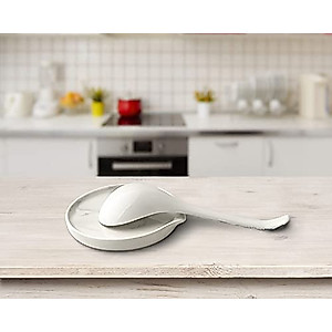 Large Spoon Rest,Ceramic Spoon Rest for Kitchen Counter Dishwasher Safe Marble Decor Spoon Holder for Kitchen,5.5 Inches