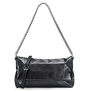 Women Chain Handbag, Shoulder Crossbody Hobo Purse Foldable Small Messenger Clutch Satchel Bag, Black