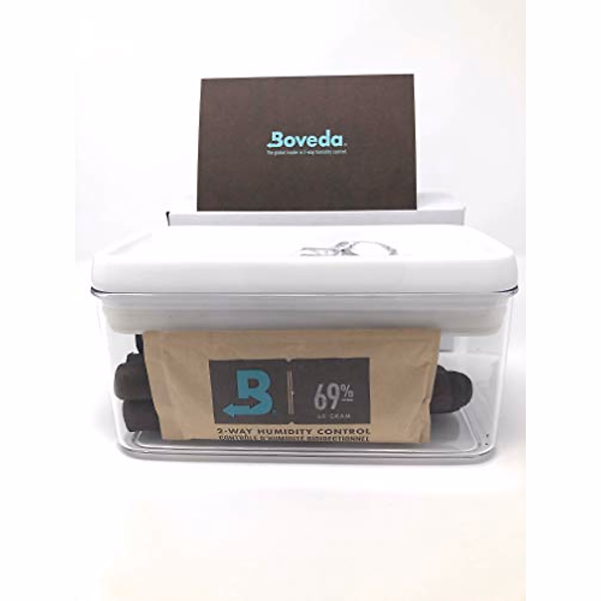 Acrylic Waterproof Travel Cigar Humidor with Boveda 69% 2-Way Humidity System, 10 Cigar Capacity
