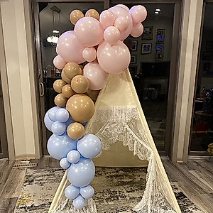Pink and Blue Balloon Garland Arch Kit 76 Pcs Gender Reveal Decorations Double Stuffed Balloon Garland Peach Balloons For Boho brown balloon Baby Shower Graduation Birthday Decorations