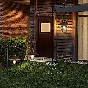 pearlstar Solar Lantern Outdoor Hanging Light Metal Farmhouse Solar Lamp with Warm White Edison Bulb Design for Garden Yard Patio Porch Decor (Brushed Copper)