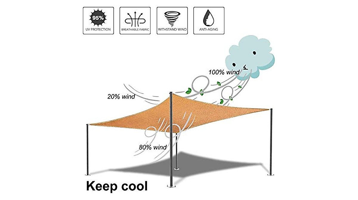 Rectangle Sun Shade Sail Canopy 6x8 ft Outdoor UV Shade Cloth