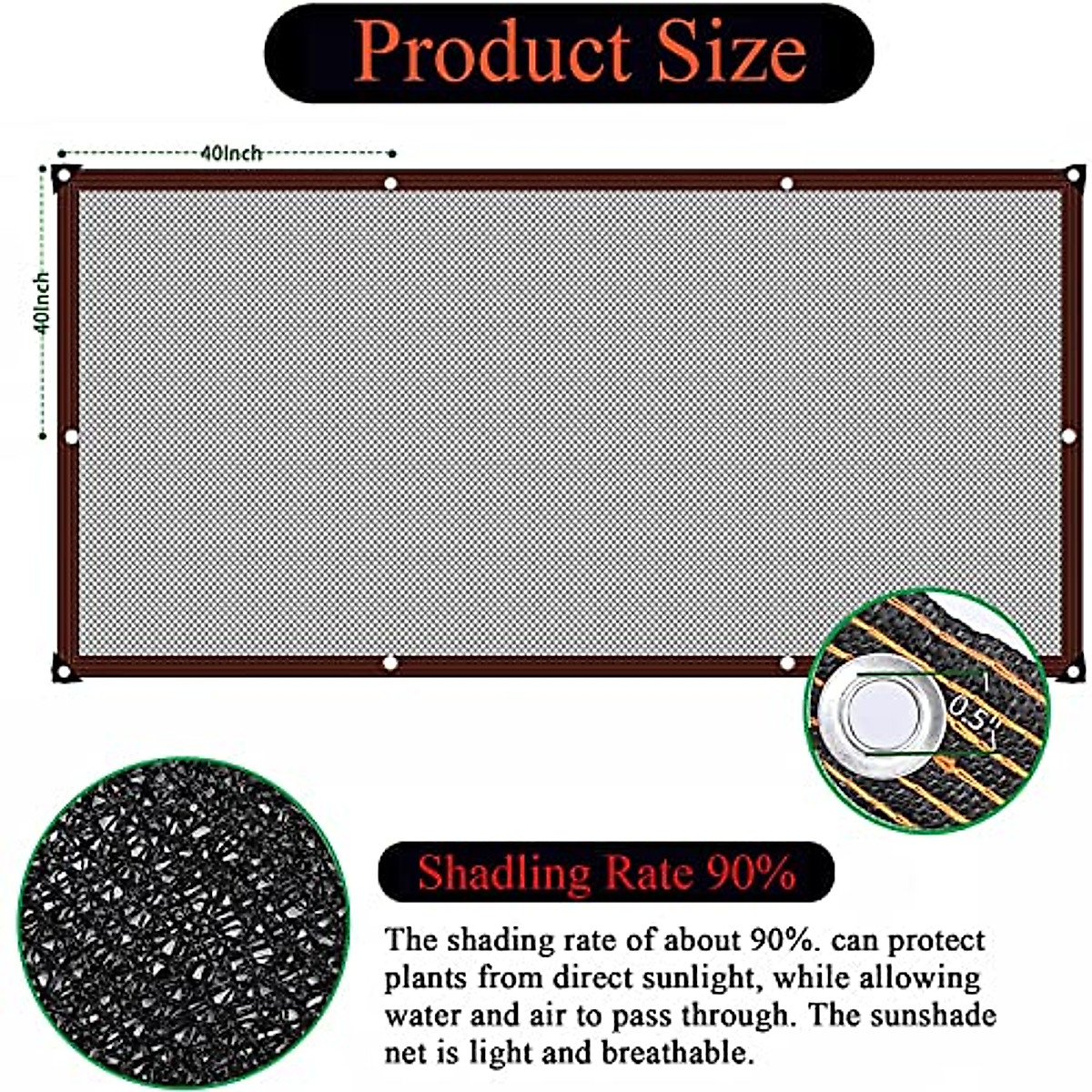 Shade Cloth - Garden Shade Mesh Netting with Grommets Outdoor Sun Shade Cover for Pergola Patio Plants Greenhouse Chicken Coop Black 90% Shading Rate(10X10FT)