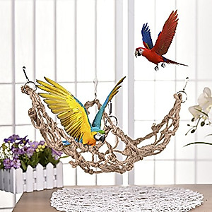 Litewoo Bird Rope Perch Swing Climbing Net Toy Parrot Hammock for Cockatiels Conures Budgie Parakeet Cockatoo Rat Gerbil Chinchilla L