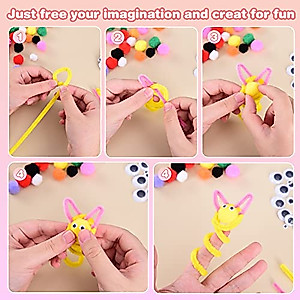 LHSQIOQIO Pipe Cleaners, 1000 Pcs 20 Assorted Colors 12 Inch Chenille Stems Craft Supplies with Pom Poms and Googly Eyes, Great for DIY Art Craft