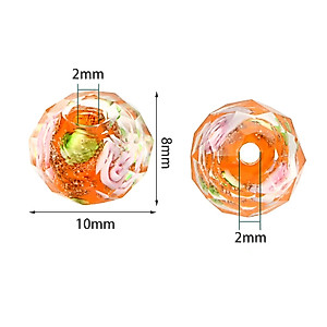 80pcs Flower Glass Bead Gold Sand Lampwork Beads Glass Handmade Round Loose with Hole 2mm Beads for Rosary Making Jewelry Craft Making (10MM)