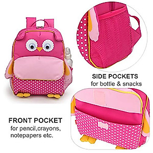 yodo Little Kids School Bag Pre-K Toddler Backpack with Name Tag and Chest Strap, Owl