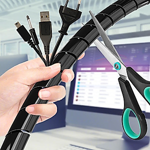 1/4" Spiral Cable Wrap - Wrapping Range:4mm-50mm- Spiral Wire Wrap Cord Covers Bundle Sleeve Hose for Computer Electrical Wire Organizer