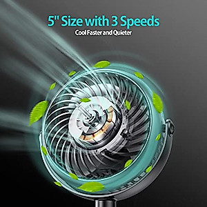 GRANDFAST Baby Stroller Fan - 5000mAh Battery operated Clip on Fan with Flexible Tripod - 360 Degree Rotatable Portable Fan for Car Seat Crib Golf Cart Peloton Bike Treadmill ( Black )