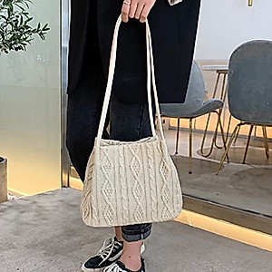 Women Girls Shoulder Handbags Casual Hobo Bags Knitted Shopper Tote Bag Dating Bag
