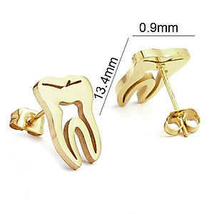 AOCHEE Tooth Earrings Studs Dental Earrings for Women in Silver Gold Rose Gold Color