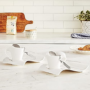 Villeroy & Boch NewWave Caffe 6-Piece Espresso Set, Set for 2, Premium Porcelain, Made in Germany, White