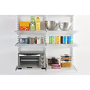 Rubbermaid Pantry 36" Closet Storage Organization System Kit, 4 Shelf System for Pantry Storage, White