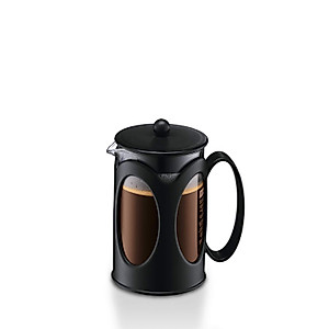BODUM 10683-01 Kenya French Press Coffee Maker, Borosilicate Glass - 4-Cup (0.5 L), Black