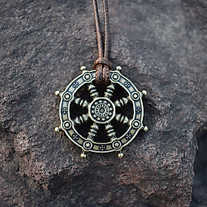 Dharma Wheel of Life Samsara Buddhist Amulet Pendant Talisman (bronze)