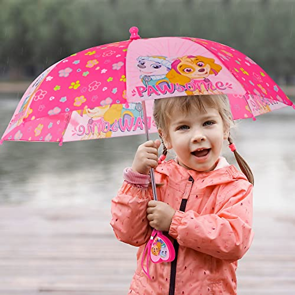 Nickelodeon girls Paw Patrol Character Rainwear Umbrella, Pink, Age 3-6 US
