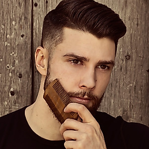 Beard Comb - Natural Sandal Wood for Hair with a Scented Fragrance Smell with Anti-Static & No Snag, Handmade Fine/Medium Tooth Brush Best for Beard & Moustache Packaged in Premium Giftbox
