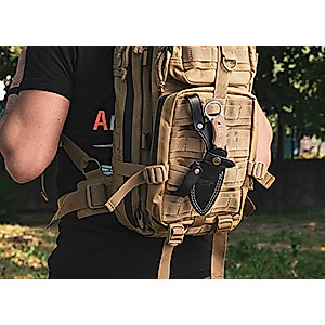 LionSTEEL H2 Karambit Style Fixed Blade EDC Hunting Hiking and Outdoor Knife, G10 and Micarta Handles, M390 Super Steel, Leather Sheath Included, Natural Micarta