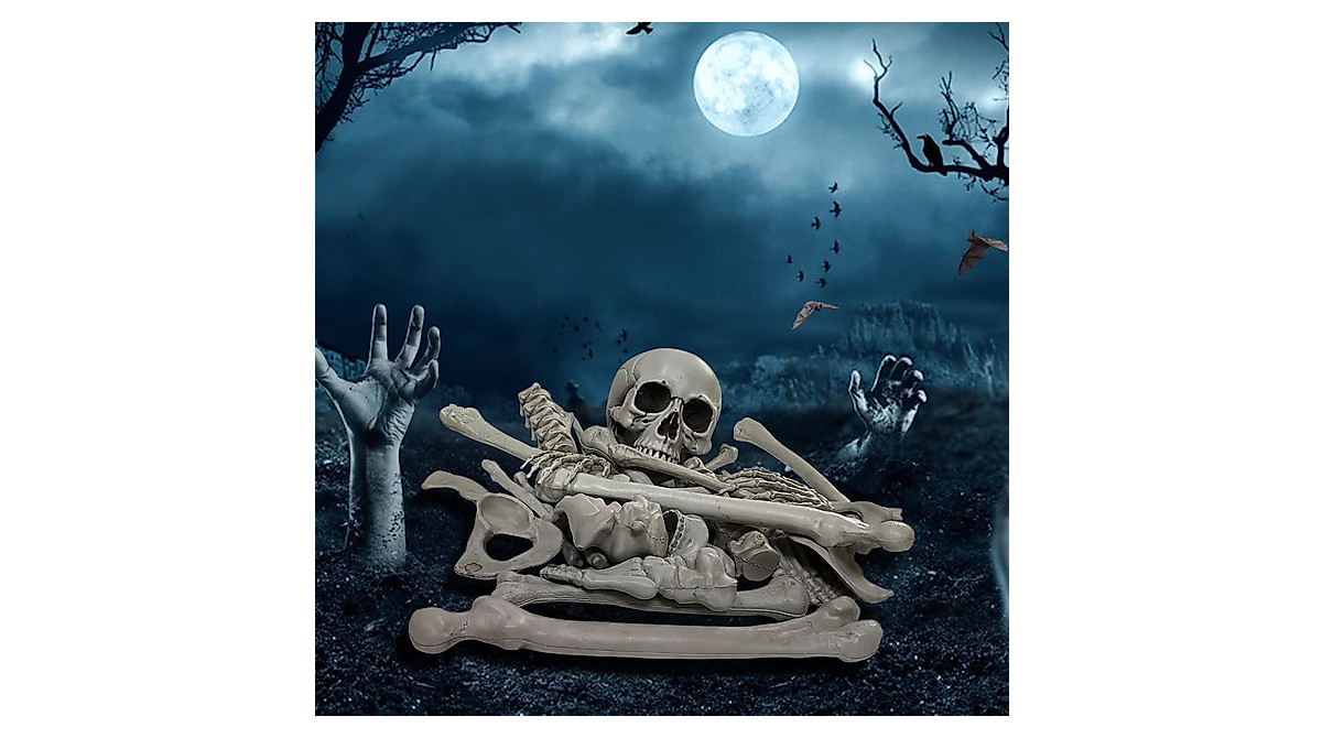 Halloween Skeleton Bones Set - Realistic Human Skulls & Bones for ...