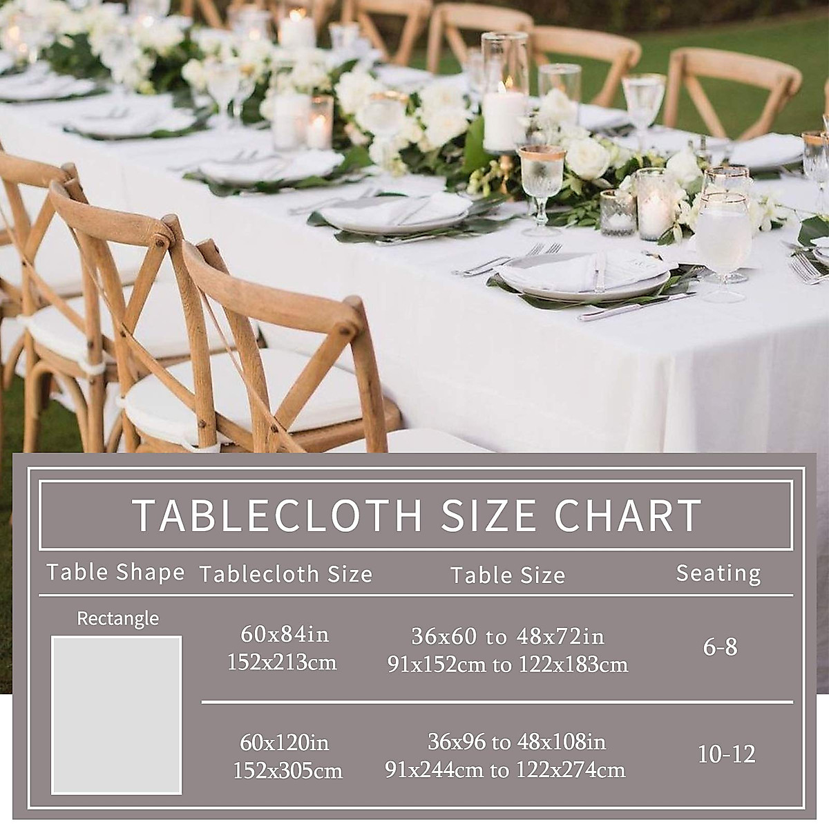 SoarDream Wedding Tablecloth Rectangle 60x84 Inch White Fabric Table Cloth Water Resistant Table Cover for Baby Shower Banquet Parties Decoration