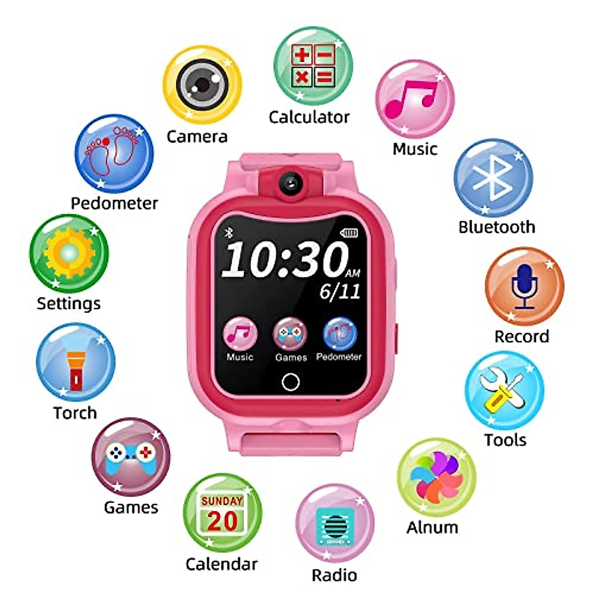 2Pack Kids Smartwatch Watch,Touchscreen Children Smart Watch with Mp3 Pedometer Flashlight Games Radio for Age 4-12 Years