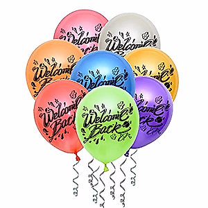 JumDaQ Welcome Back Balloons Decoration Welcome Back Tropical Balloons Mixed for Back To School, Reunion Army Theme Deployment Return Home Family Party Decoration 21 Pieces