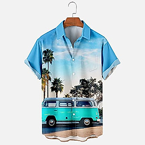 Lastesso Summer Shirt Men Mens Beach Shirt Mens Casual Shirts Summer Summer Clothes for Men Mens Clothing Light Blue XL