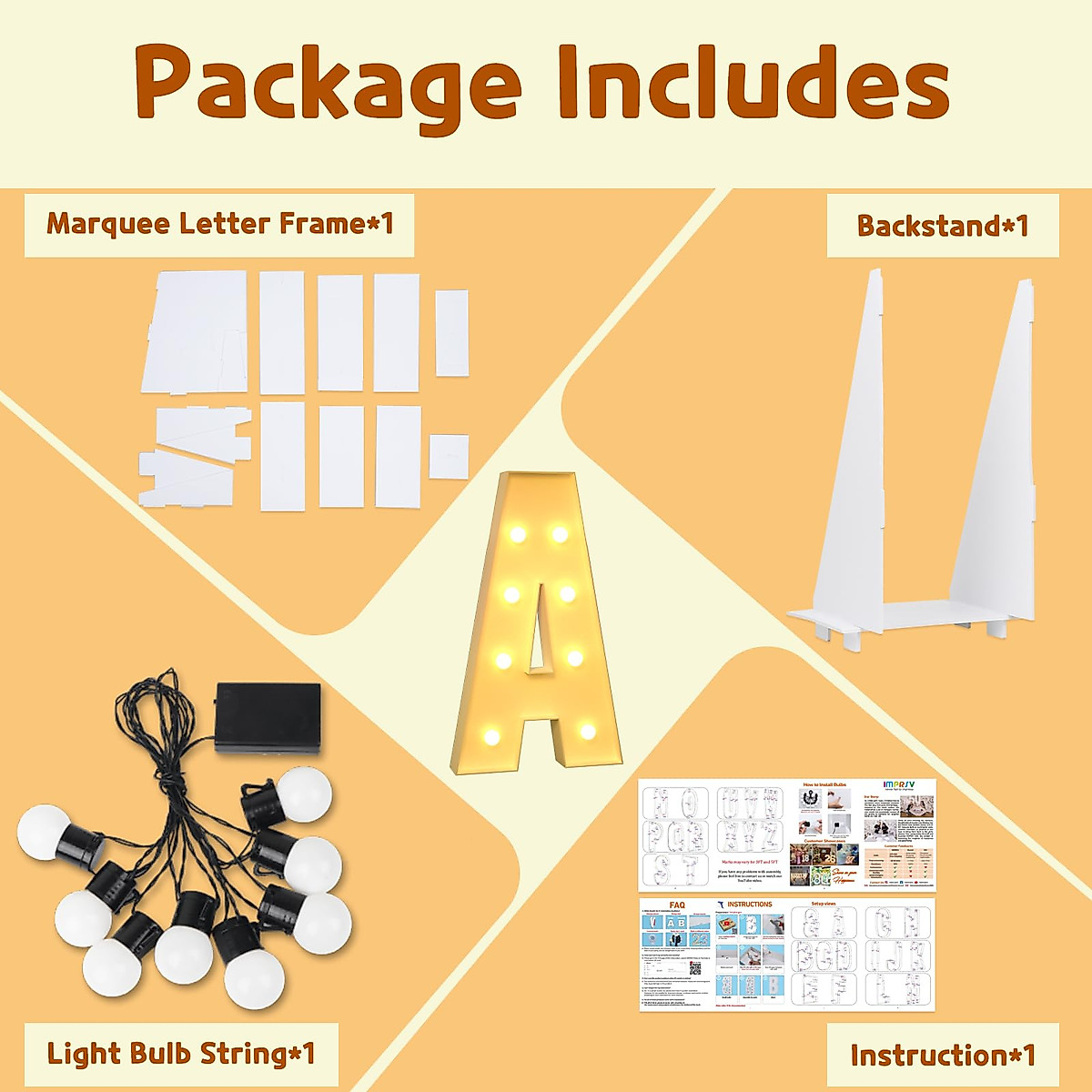 imprsv Marquee Light Up Letters, 3FT Marquee Letters Mosaic Light Up Letters for Birthday Baby Shower Party Decor, Large Marquee Letters for Party Decorations Letter A