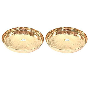 Prisha India Craft 100% Pure Copper Dinner Plate - DIAMETER 12 INCH- Traditional Kitchen Special Thali Plate For Home Decorative Restaurant Ware Hotel - CHRISTMAS GIFTS