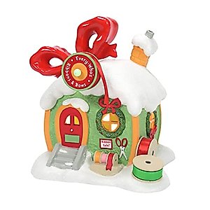 Department 56 Dr. Seuss The Grinch Village Every Who's Ribbon and Bows Lit Building, 6.93 Inch, Multicolor