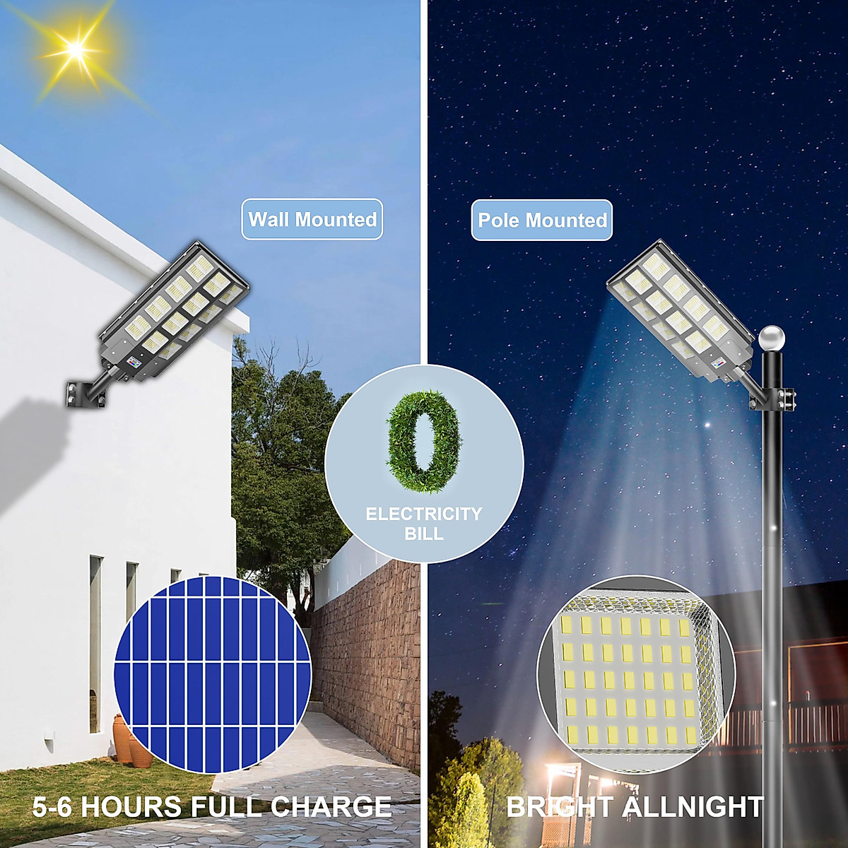 XCQMHF Solar Street Light 3200W Outdoor Solar Parking Lot Lights 300000Lumens LED Solar Street Light Waterproof IP67 Dusk to Dawn, Solar Flood Lights with Motion Sensor 3-Pack (3200W-3Pack)