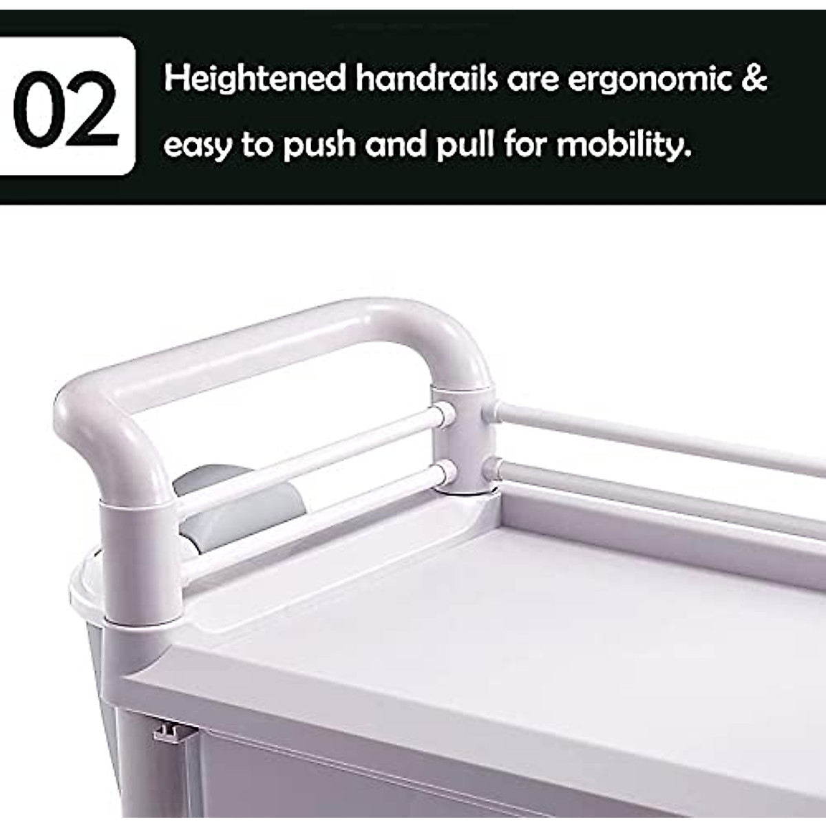 Medical Cart Household Utility Carts Trolley, Lab Cart Multifunction Portable Hand Trucks Large Trolly Cart 3 Tier Abs Beauty Salon Cart with Dirt Bucket Mobile Medical Equipment Cart with Brake Wheel