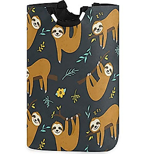 visesunny Large Capacity Laundry Hamper Basket Cartoon Sloth Animal Water-Resistant Oxford Cloth Storage Baskets for Bedroom, Bathroom, Dorm, Kids Room