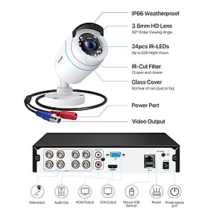 ZOSI H.265+ Home Security Camera System with AI Human Vehicle Detection, 5MP 3K Lite 8 Channel CCTV DVR Recorder and 8 x 1080p Weatherproof Bullet Camera Outdoor Indoor, 80ft Night Vision, 1TB HDD