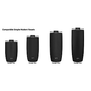 Simple Modern Tumbler Coffee Lid Replacement | Reusable Insulated Lid ONLY Fits Simple Modern, S|M Voyager | Flip Lid | Voyager Collection | Midnight Black
