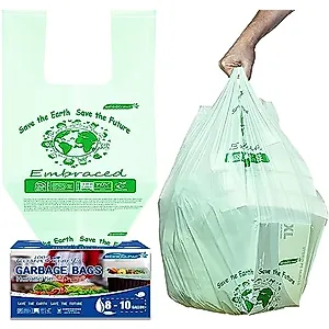 BEIDOU-PAC 8-10 Gallon Compostable Trash Bags, 40 Count, Compost Bags Kitchen Trash Bags with Handle, Sturdy Biodegradable Garbage Bags Food Scrap Waste Bags, ASTM D6400, US BPI Certified