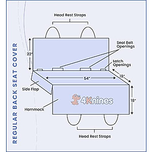 4Knines Dog Seat Cover with Hammock for Cars and SUVs - Heavy Duty, Non Slip, Waterproof (Regular, Black)