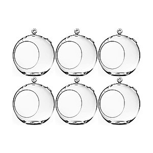 WGV Hanging Terrarium Globe, Width 8", Height 9", DIY Air Succulent Planter, Clear Glass Vase Orb with Flat Bottom, Candle Holder for Windowsill Outdoor Garden Decor, 6 Pieces Bulk